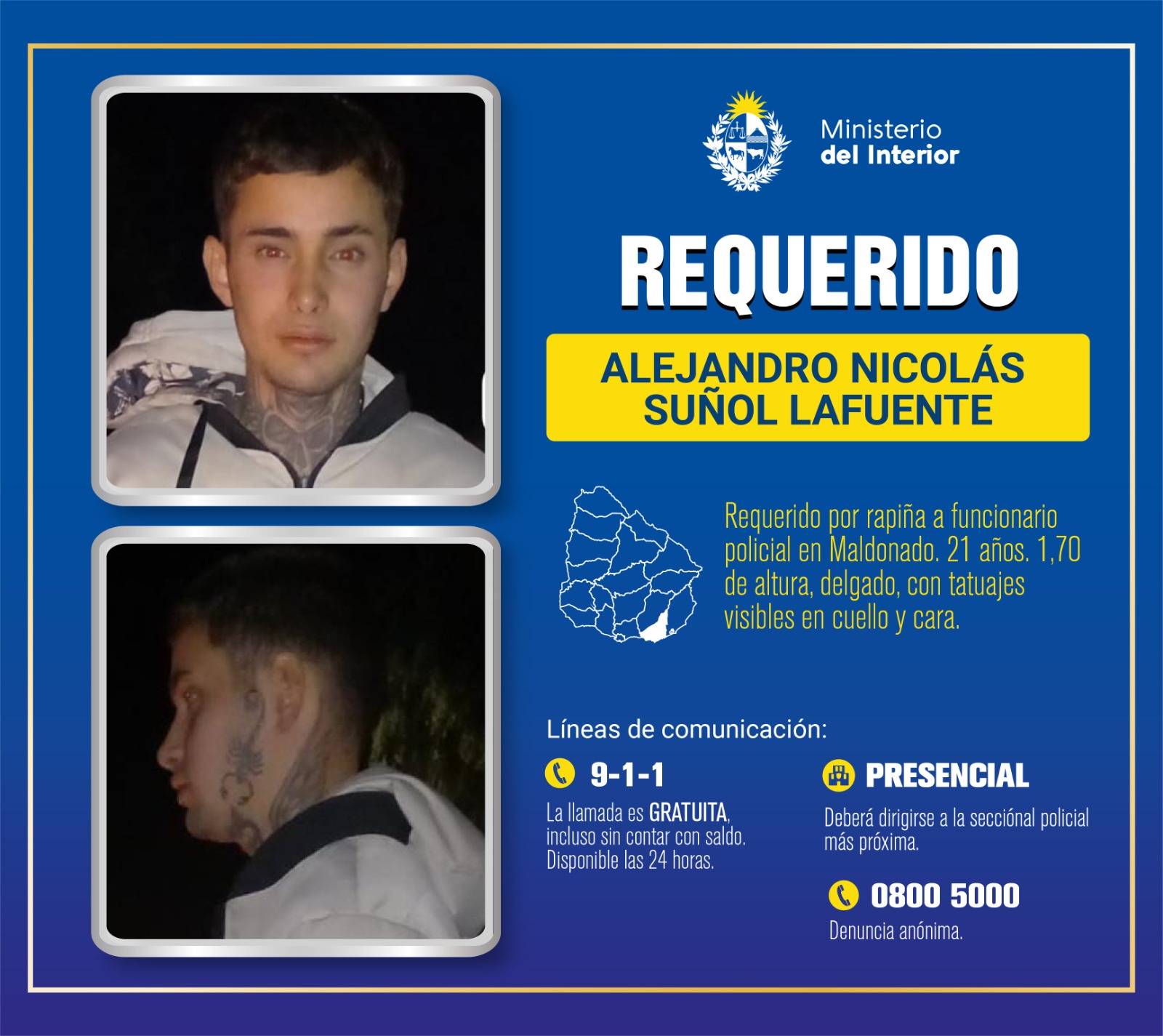 Persona Requerida Alejandro Nicolás Suñol Lafuente de 21 años ...